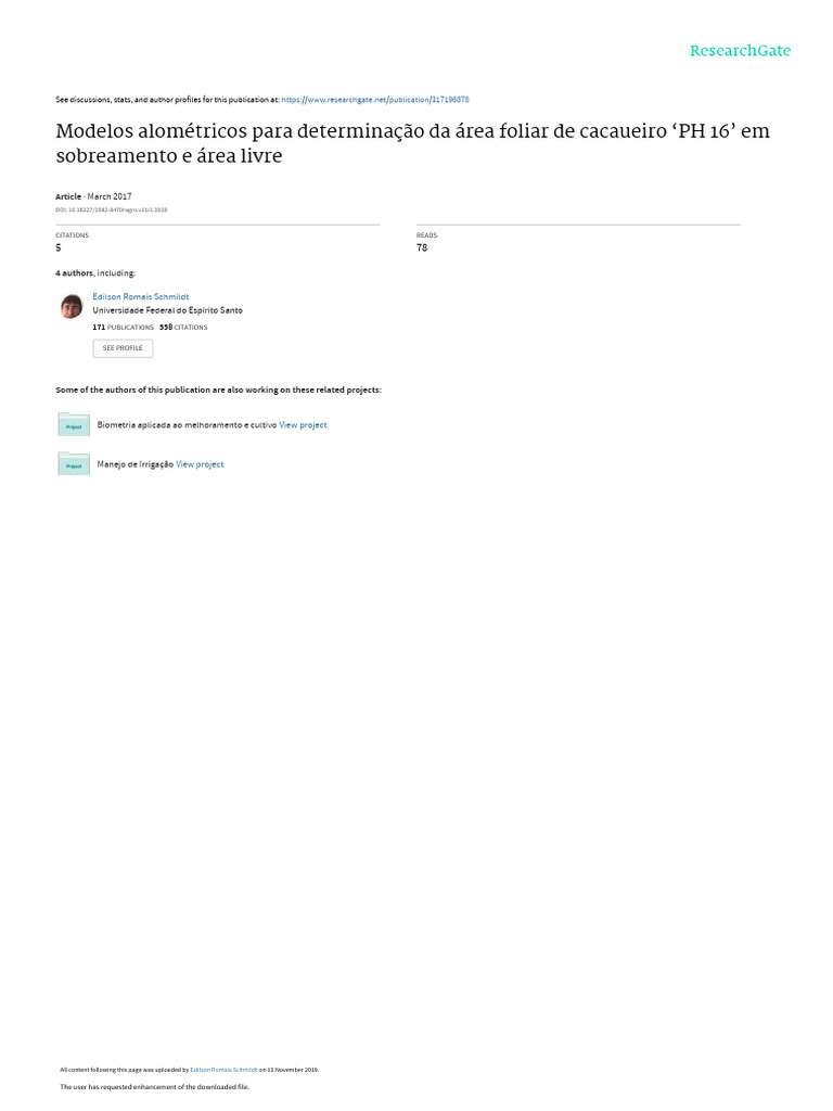 Modelos Alometricos para Determinacao Da Area Foli | PDF | Método dos mínimos quadrados