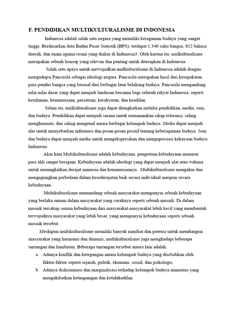 Pendidikan Multikultural di Indonesia | PDF
