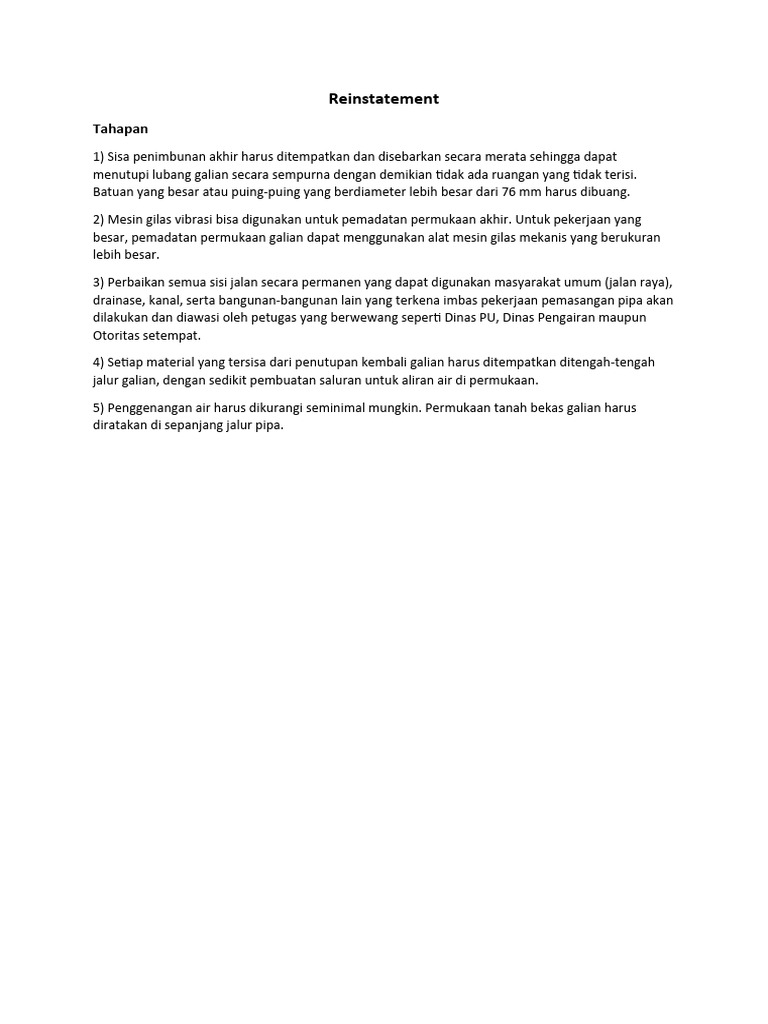 Tahapan Kerja Reinstatement | PDF