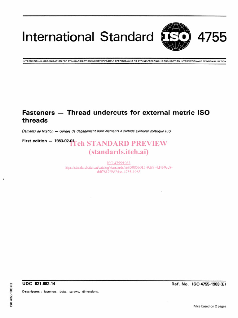 Iso 4755 1983 | PDF | Screw | International Organization For Standardization