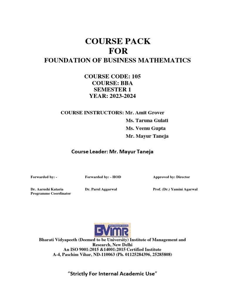 BBA 1st Sem Business Math Guide | PDF | Partnership | Ratio