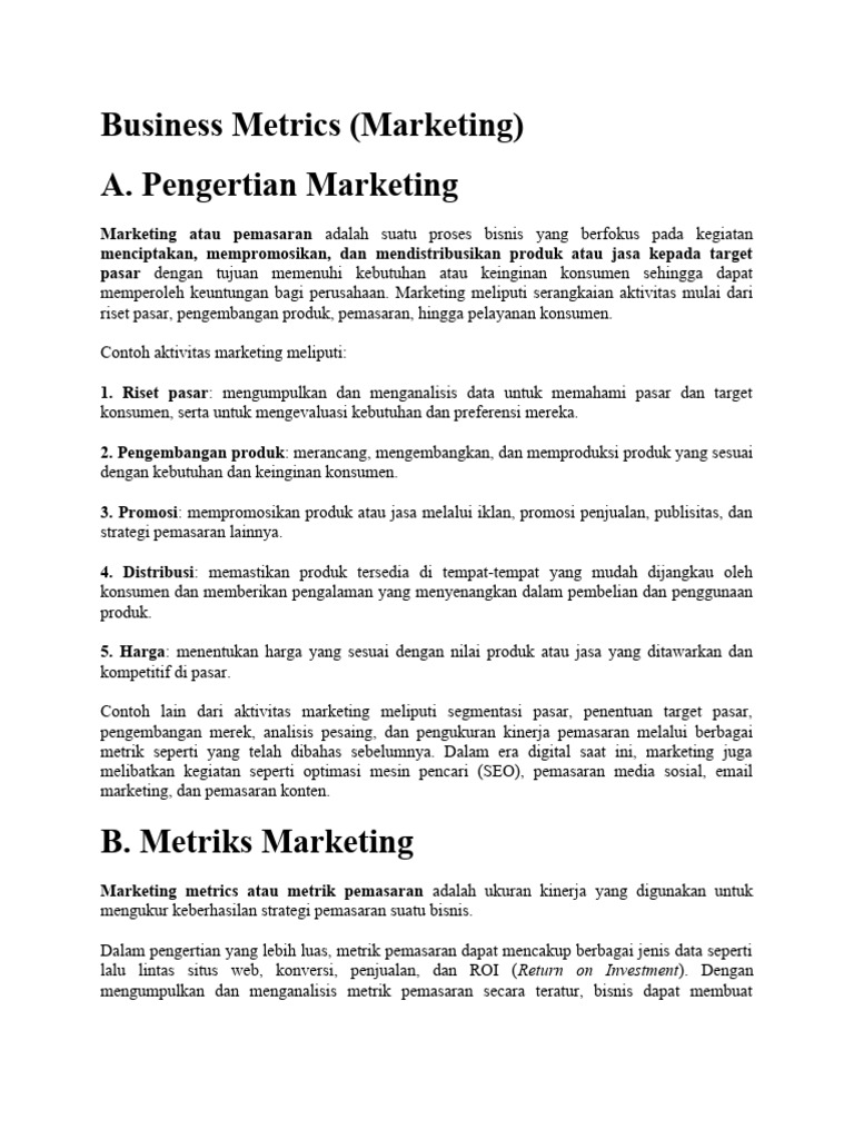 Metrik Pemasaran Efektif | PDF