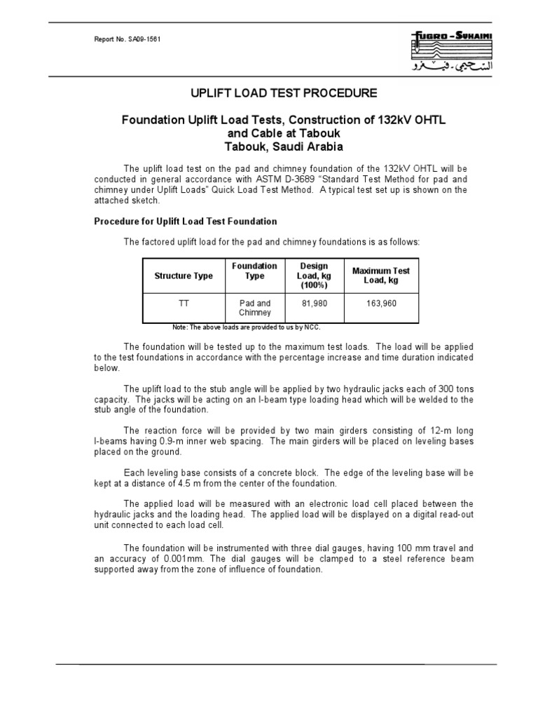 Uplift Load Test Procedure TT - 1 | PDF | Engineering | Nature