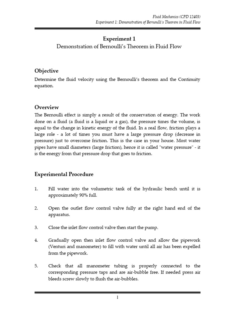 Experiment 1 | PDF | Fluid Dynamics | Pressure