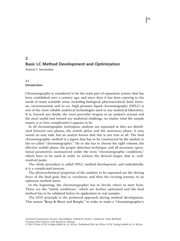 Analytical Separation Science - 2015 - Samanidou - Basic LC Method Development and Optimization ...