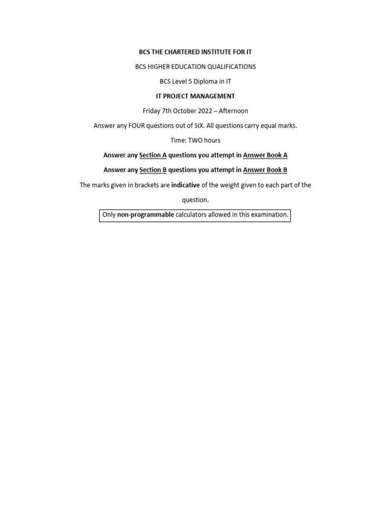 2022oct Dip PM New | PDF | Computing | Systems Engineering