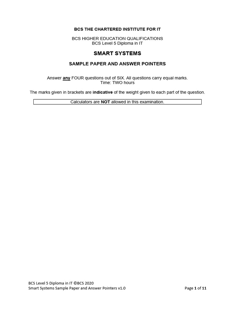 Smart Systems Exam Paper & Guidance | PDF | Machine Learning | Cloud ...