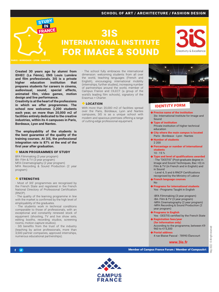 3IS International Institute | PDF | Cinematography