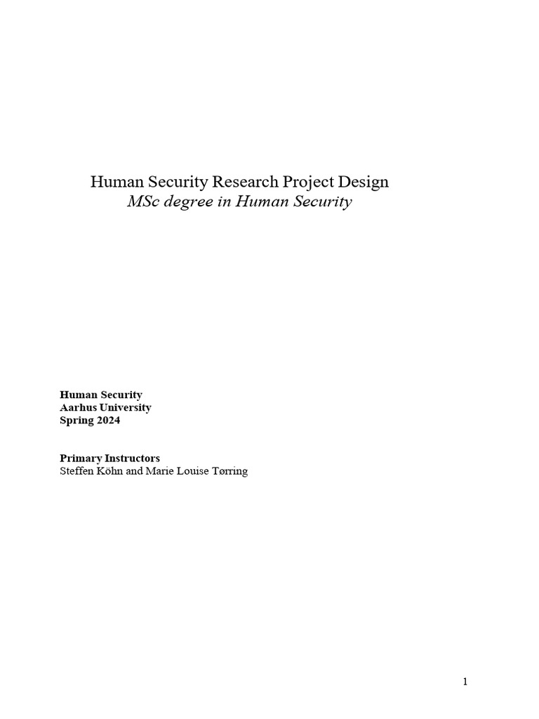 Human Security - Research Project Design, Course Plan - Spring 2024 - FINAL | PDF | Survey ...