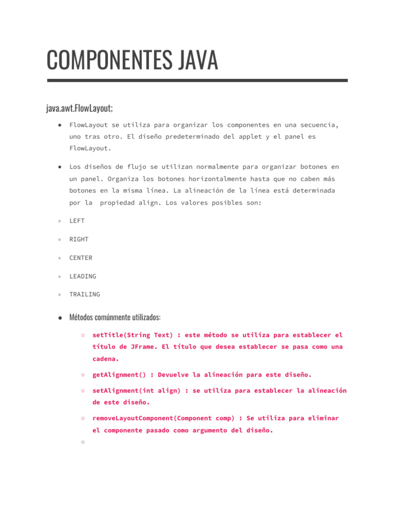 COMPONENTES JAVA | PDF | Ventana (informática) | Java (lenguaje de ...
