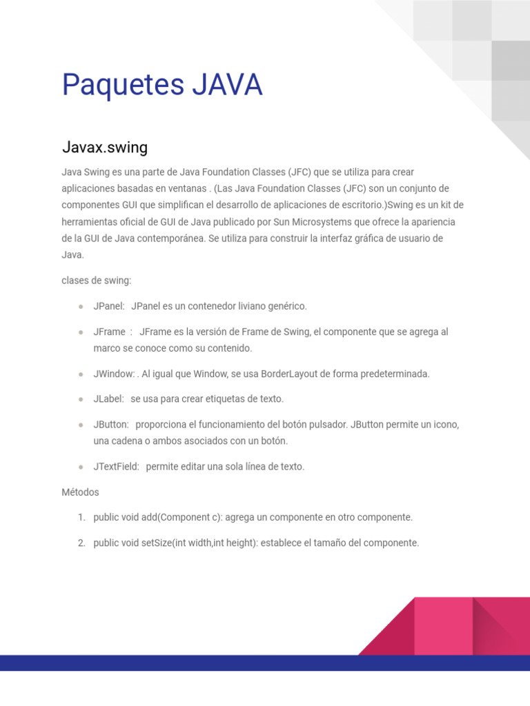 Paquetes Java | PDF | Java (lenguaje de programación) | Interfaces ...