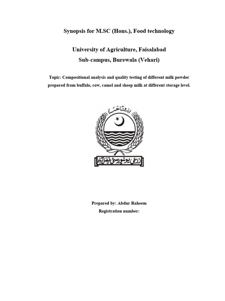 001 - Abdur Raheem Synopsis | PDF | Milk | Powdered Milk
