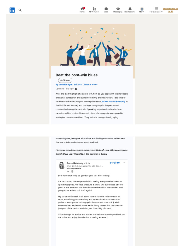 Beat The Post-Win Blues - LinkedIn | PDF