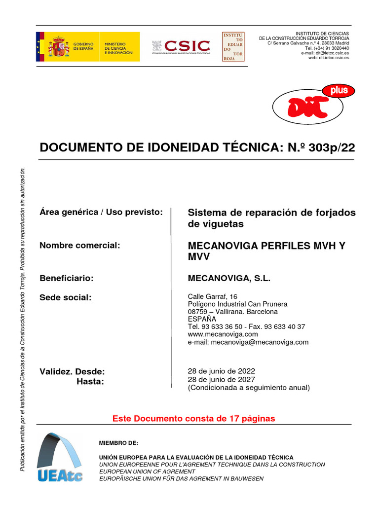 DIT 303p 22 MECANOVIGA Signed | PDF | Viga (Estructura) | Tornillo