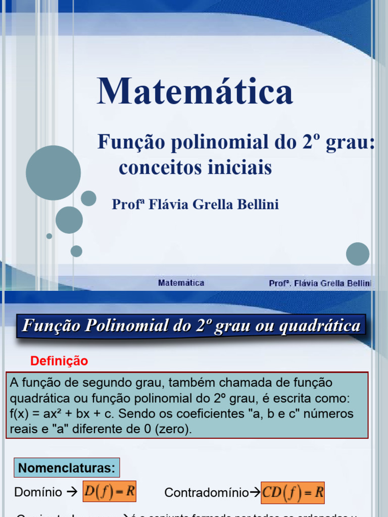 Função Polinomial Do 2º Grau - 1 | PDF | Funções e mapeamentos ...