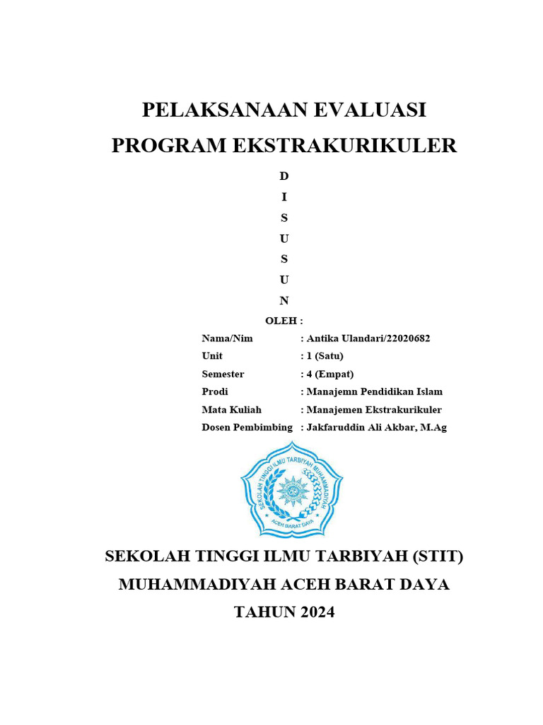 Pelaksanaan Evaluasi Program Ekstrakurikuler | PDF