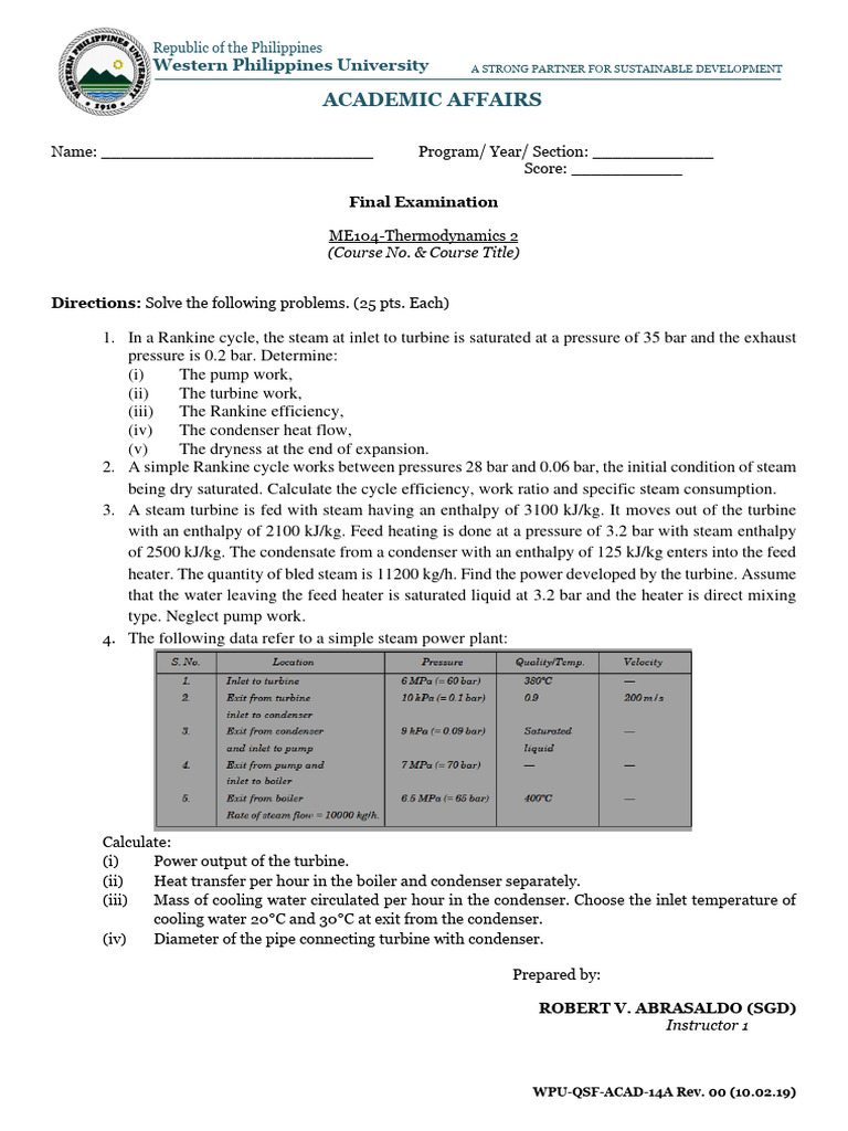Thermo 2 Final | Download Free PDF | Steam | Energy Technology