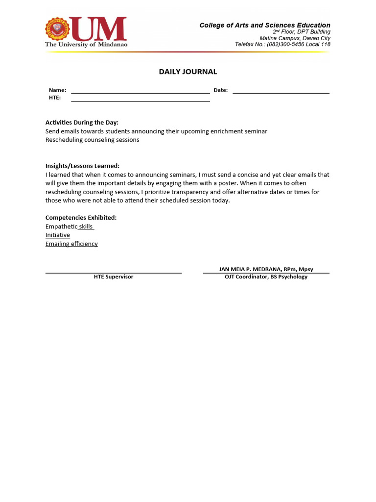 Daily-Journal 3 GSTC | PDF