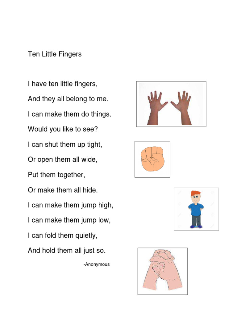TEN LITTLE FINGERS Poem | PDF