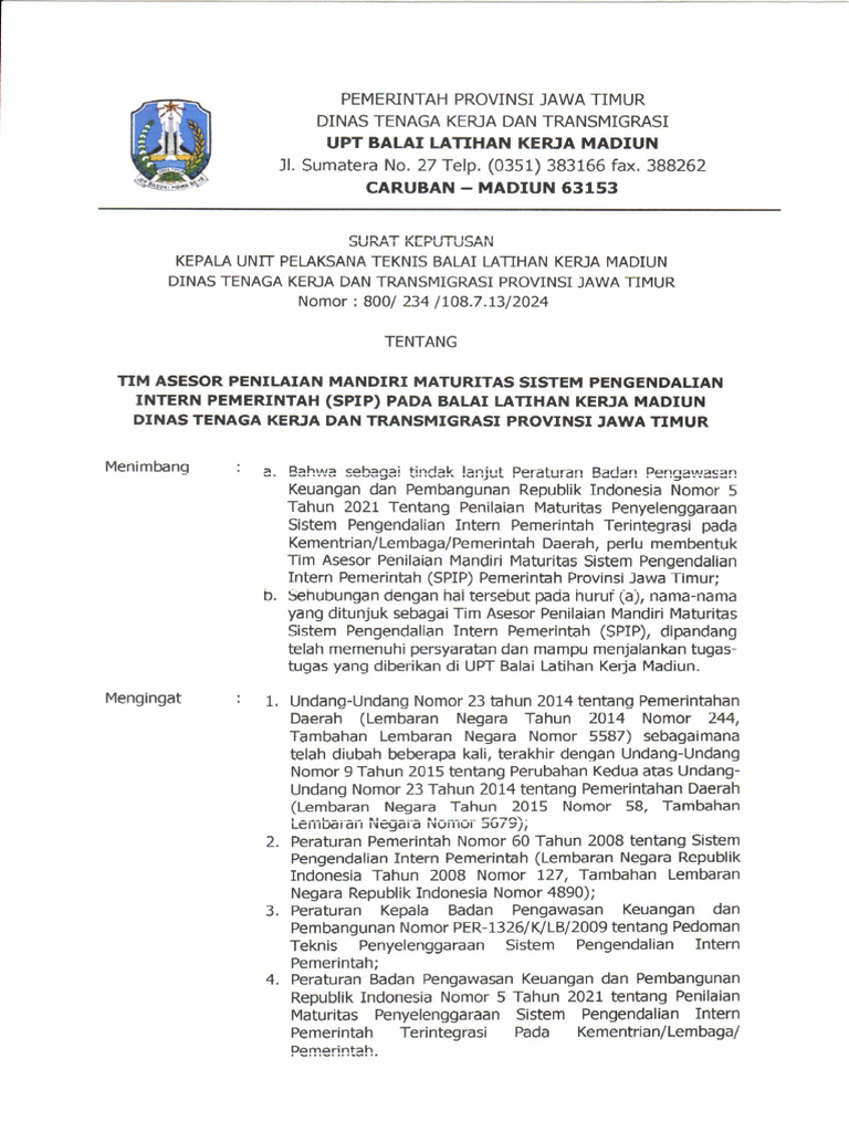 SK Tim SPIP BLK Madiun | PDF