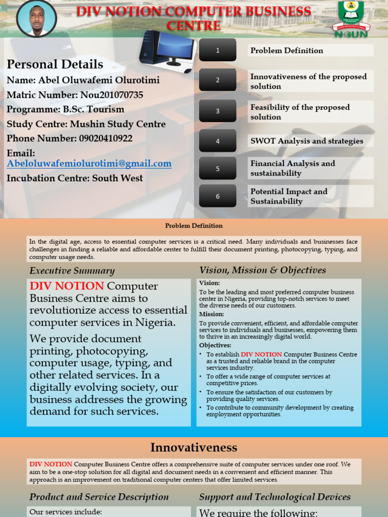 Div Notion Computer Business Centre | PDF | Gross Margin | Pricing