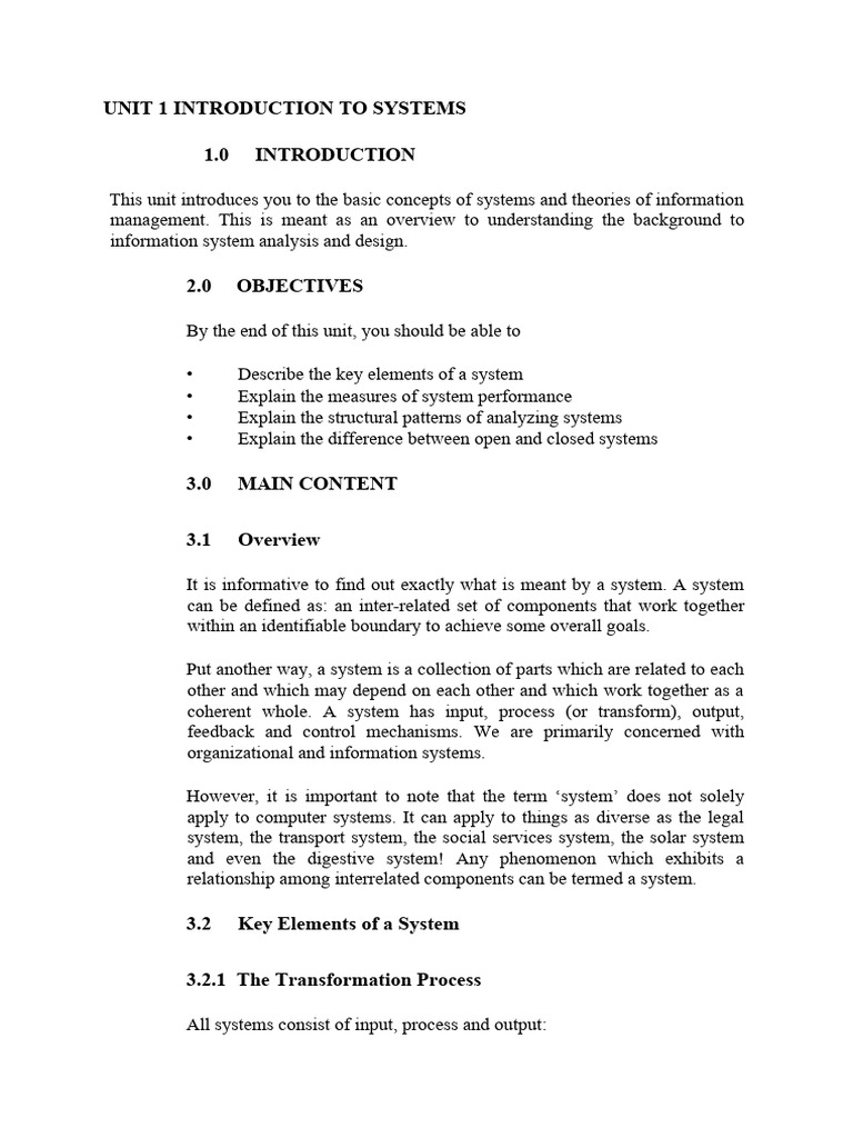 Unit 1 Introduction To Systems Design | PDF | System | Information