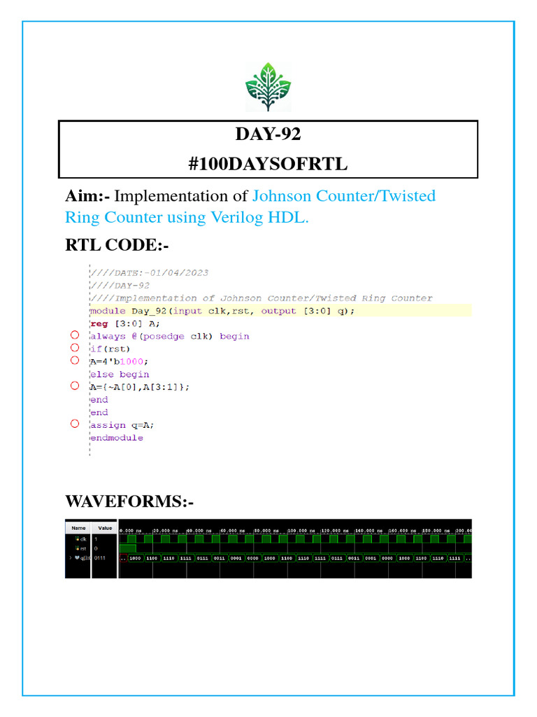 Johnson Counter in Verilog HDL | PDF