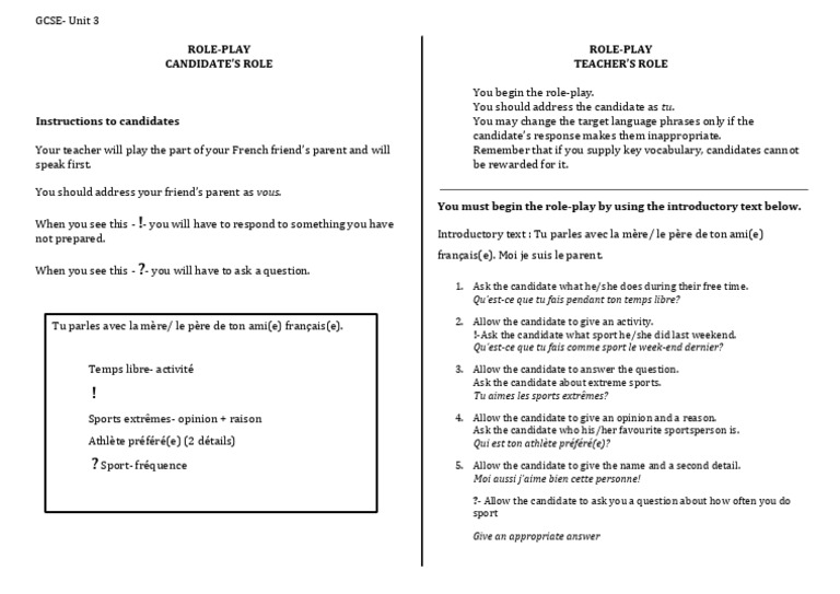Role play-WORKSHEET | PDF