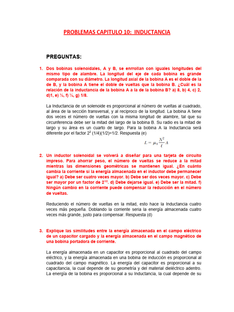 PROBLEMAS CAPITULO 10 - Inductancia | PDF | Inductor | Inductancia