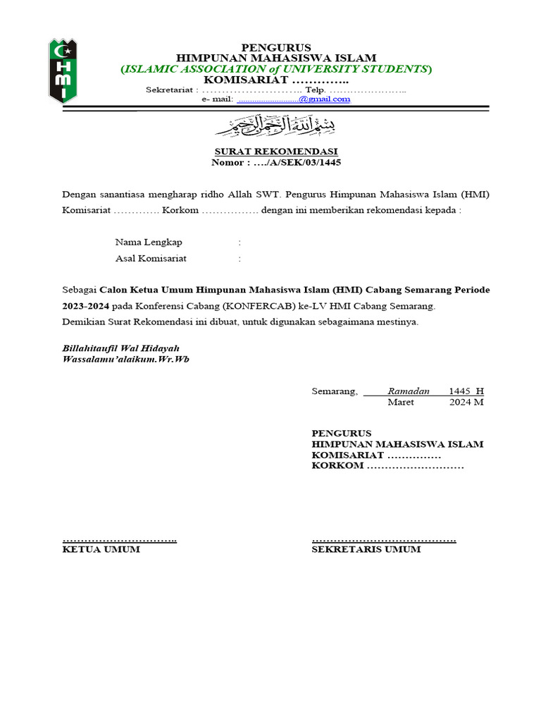 Contoh Surat-Rekomendasi-Hmi | PDF