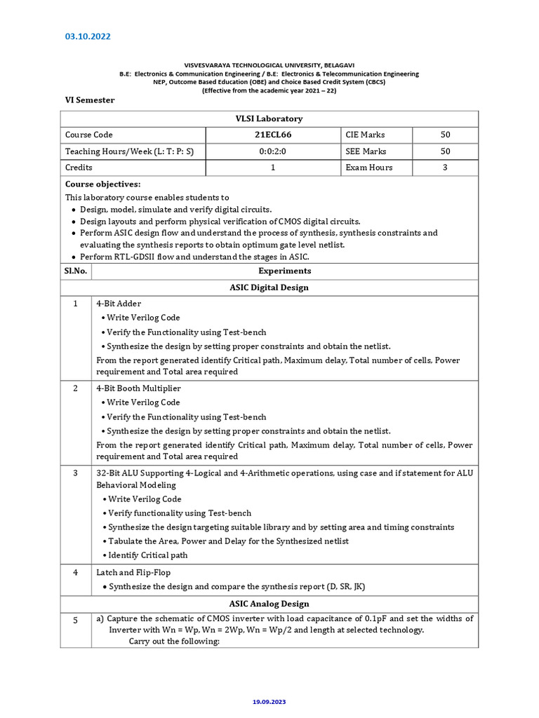 VLSI Lab | PDF | Electronic Circuits | Electricity