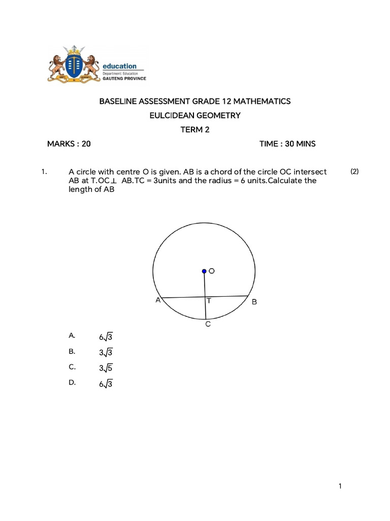 Grade 12 Euclidean Geometry Quiz | PDF