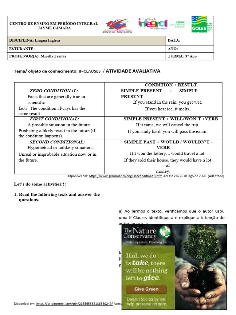 3 ANO ATIV | PDF | Syntax | Linguistic Morphology