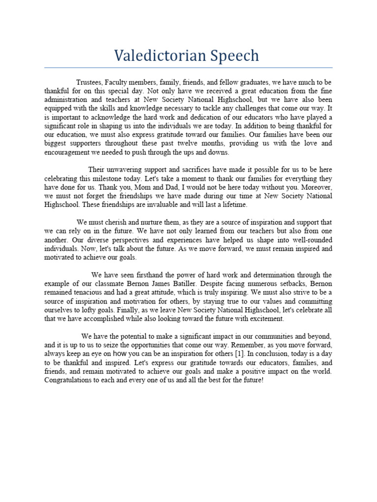 Valedictorian Speech | PDF | Behavioural Sciences | Learning