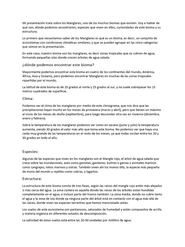 Manglares: Bioma Tropical y Especies | PDF | Mangle | Clima