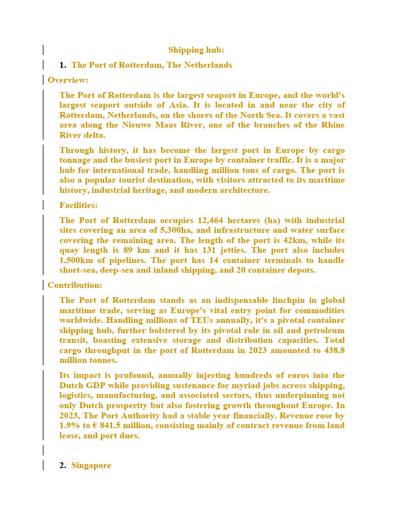 Shipping Hub Pdf Port Containerization