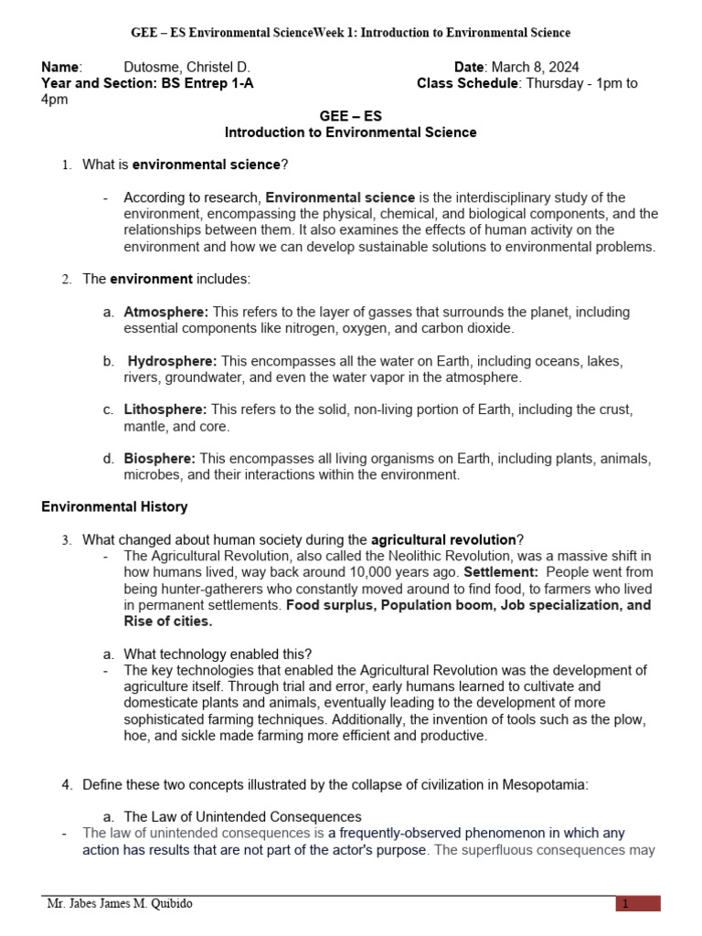 GEE - ES Week 1-2 Topic Activity | PDF | Earth Sciences | Natural ...
