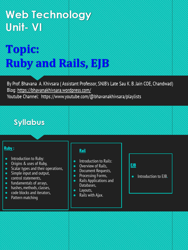 Unit VI - Ruby and Rail | PDF | Ajax (Programming) | World Wide Web