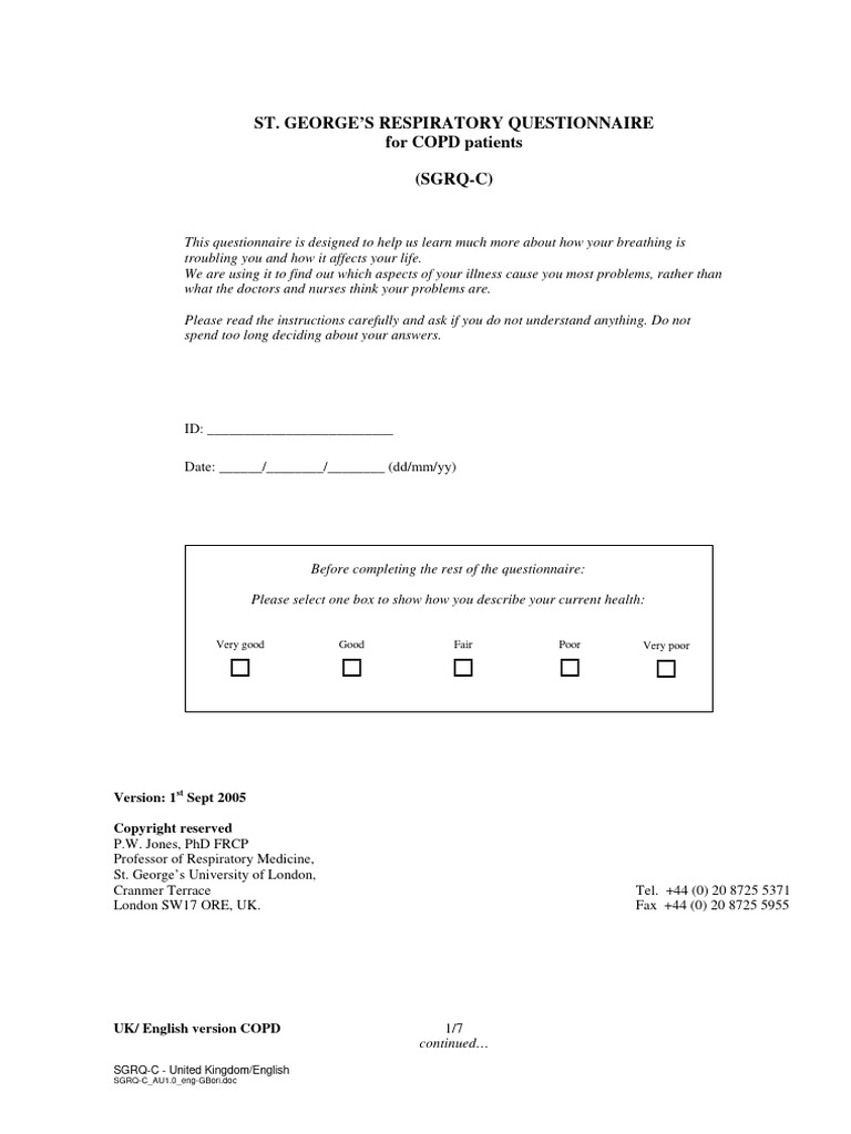 SGRQ C English Version | Download Free PDF | Chronic Obstructive ...