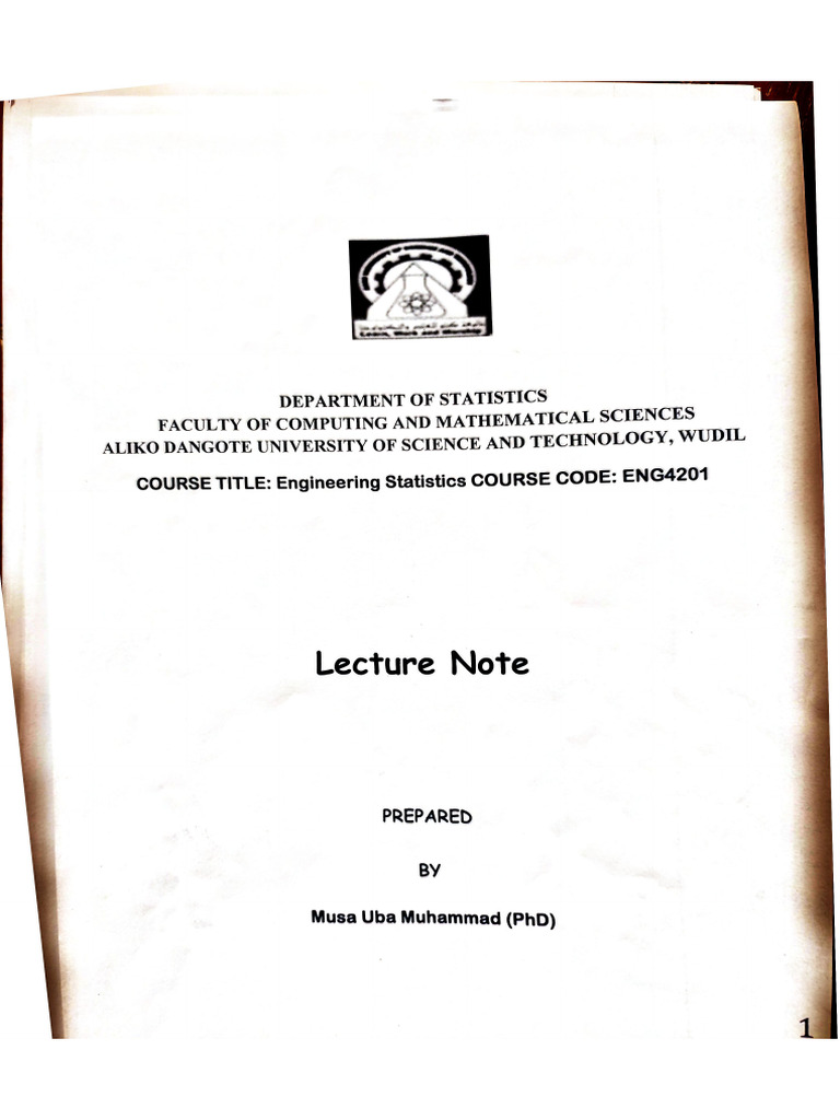Engineering Statistics Lect 1 | PDF