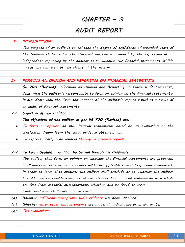 Audit Report | PDF | Going Concern | Auditor's Report