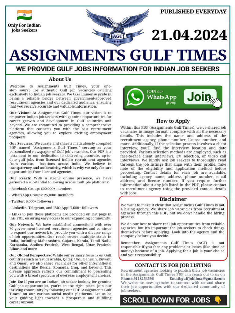 AGT - Jobs 21.04.2024 | PDF