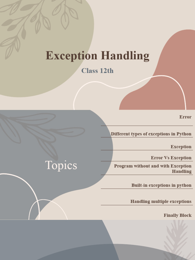 Exception Handling Pdf Computer Program Programming