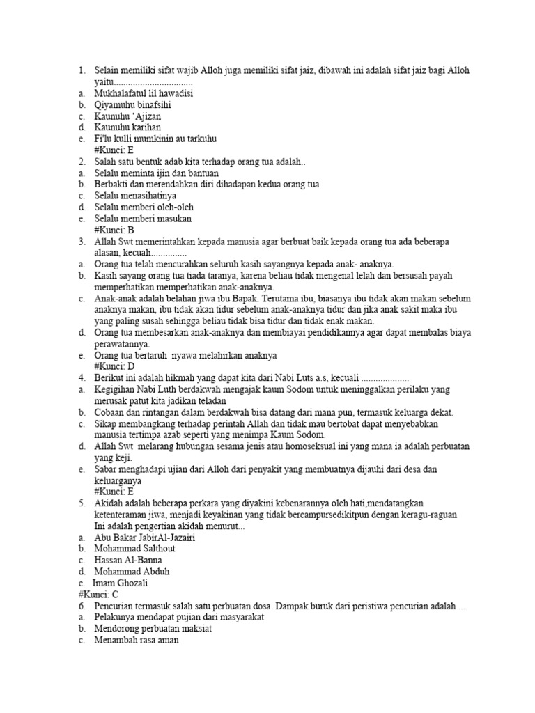 FORMAT - BANK - SOAL - AM Akidah Akhlak | PDF