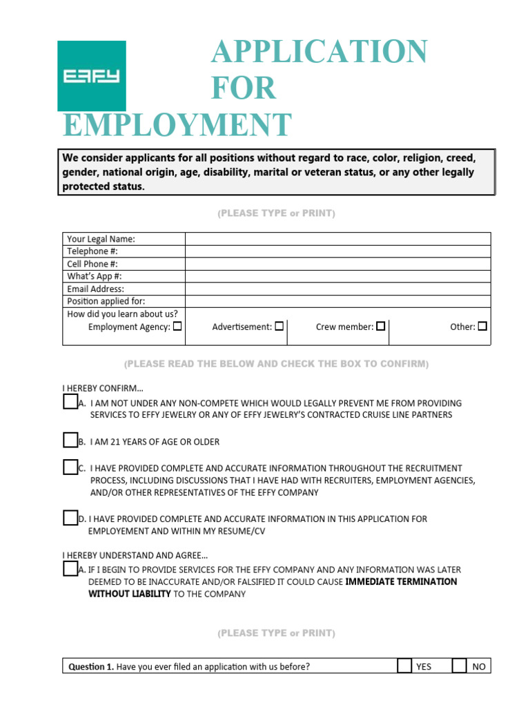 Application For Employment | PDF | Employment