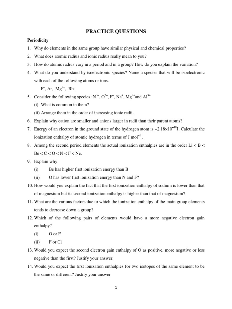 Che 222 Practice Questions 2020a | PDF | Ion | Ionic Bonding
