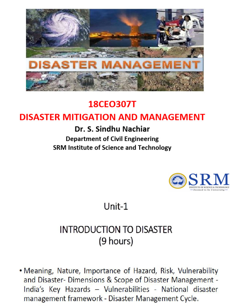Disaster Management Unit 1 | PDF | Natural Disasters | Emergency Management