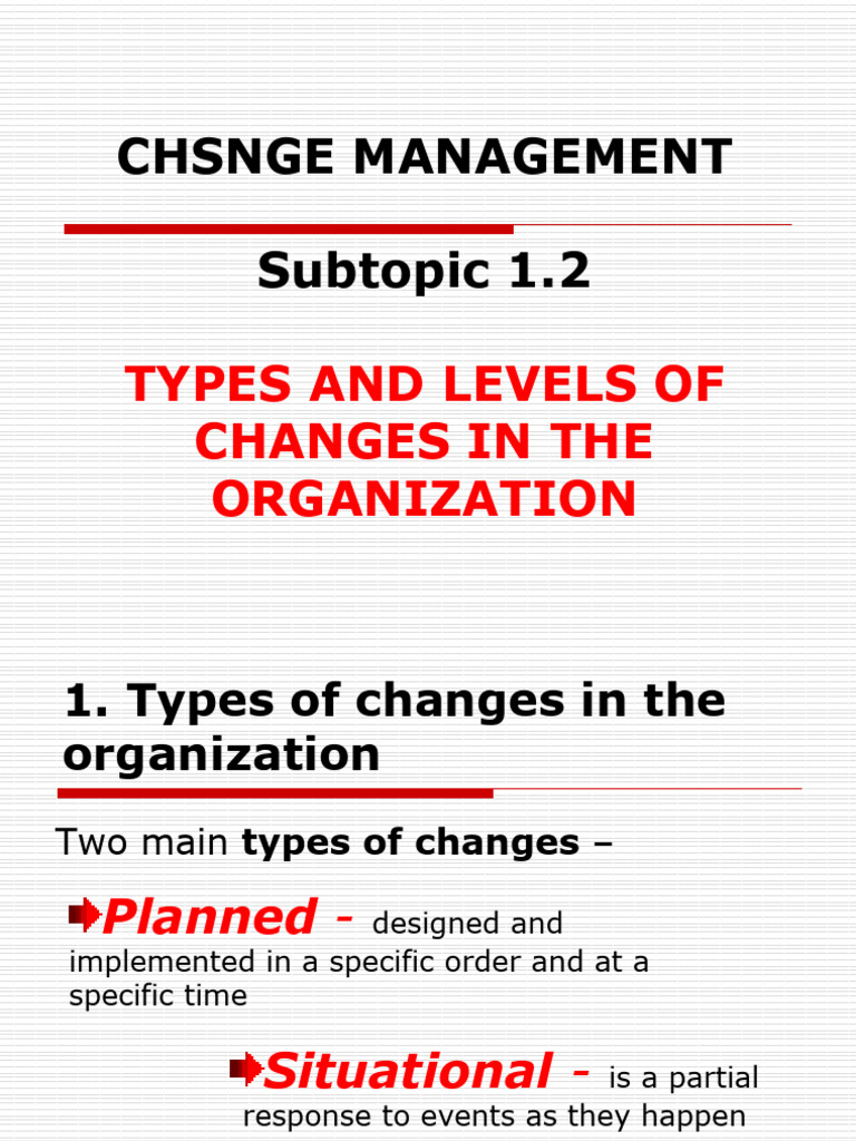 Types & Levels of Organizational Change | PDF | Organizational Behavior ...