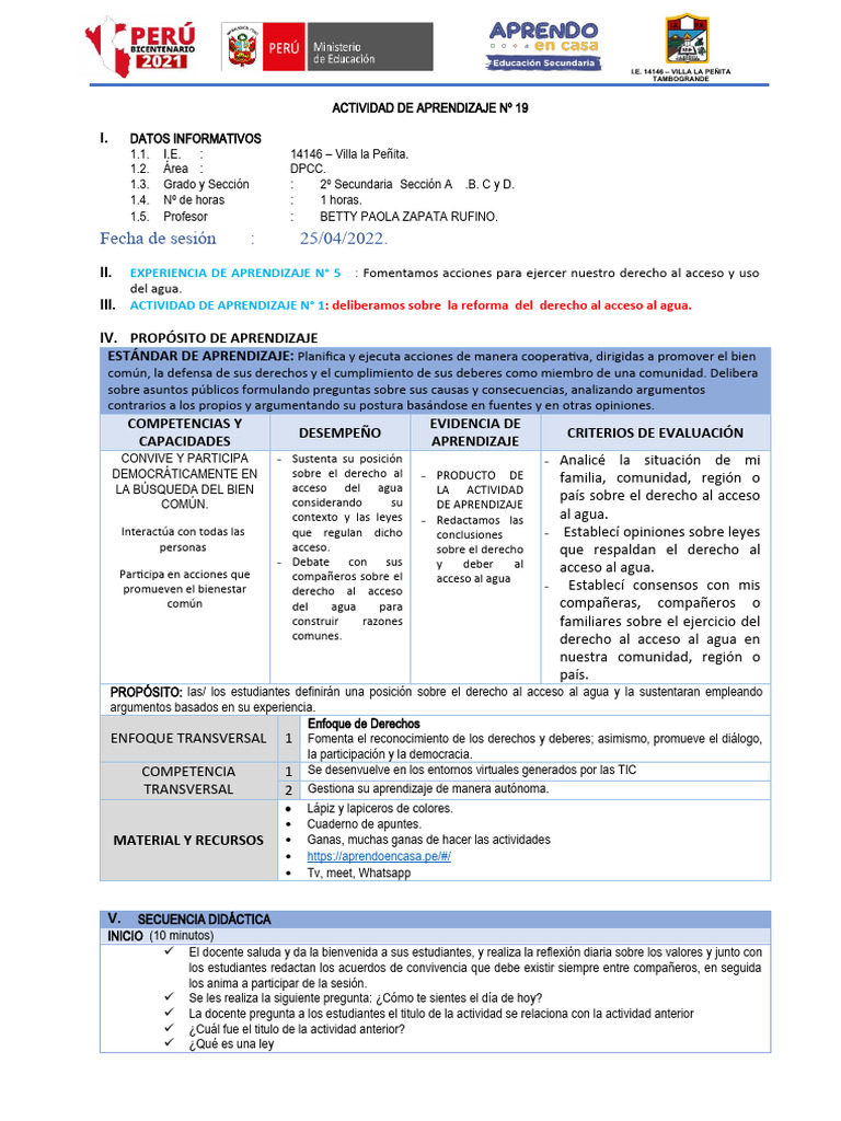 Actividad de Aprendizaje #19 | Descargar gratis PDF | Aprendizaje