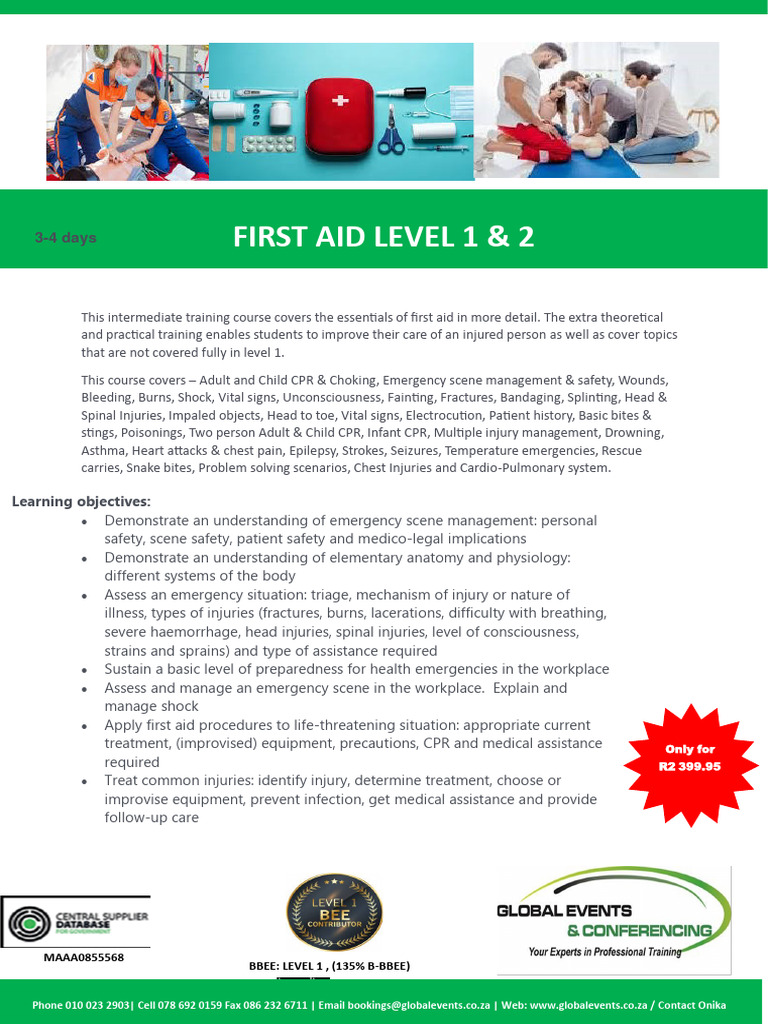 First Aid Training Level 1-2 | PDF | First Aid | Cardiopulmonary ...